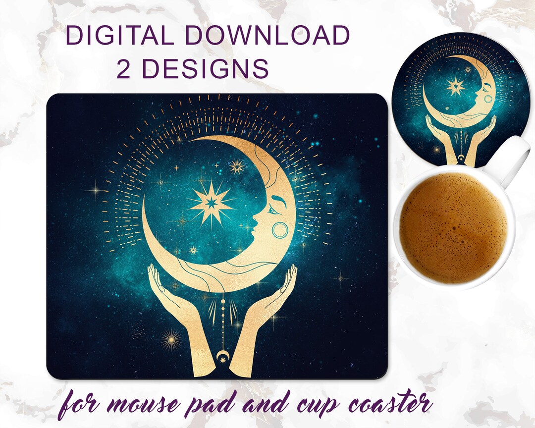 Boho Moon Mouse Pad TEMPLATE Moon Magic Celestial Pagan Wiccan Matching ...