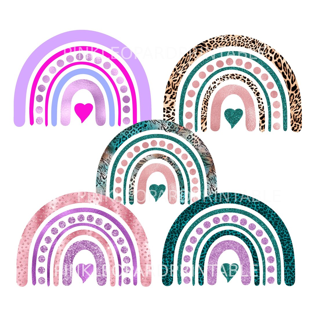 Leopard Rainbows 5 DESIGN Variants TEMPLATES Rose Gold Lilac Purple ...