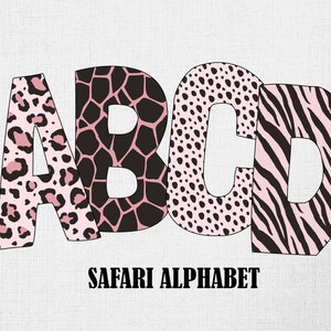 Safari Letters Alphabet PNG Set Animal Print Giraffe Pink Leopard ...