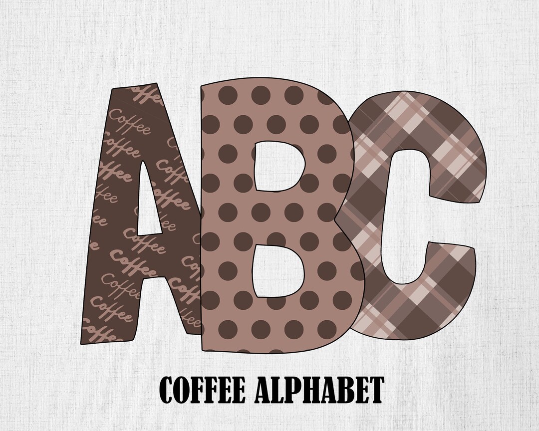 Coffee Letters Alphabet PNG Set Coffee Plaid Coffee Beans Coffee ...