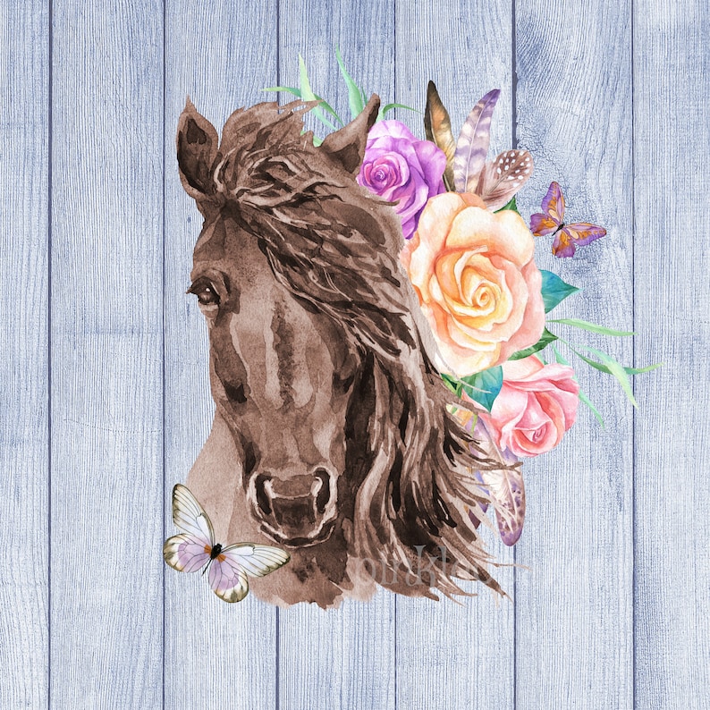 Floral Horse Sublimation Design Boho Horse Clipart Horse and - Etsy