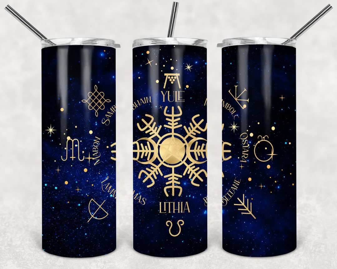 Wheel of the Year 20oz Skinny Tumbler TEMPLATE Pagan Year Galaxy Stars ...