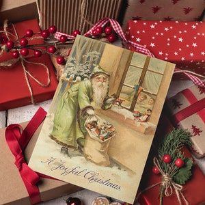 Printable Victorian Santa Postcard Santa Claus Vintage Postcards Merry ...