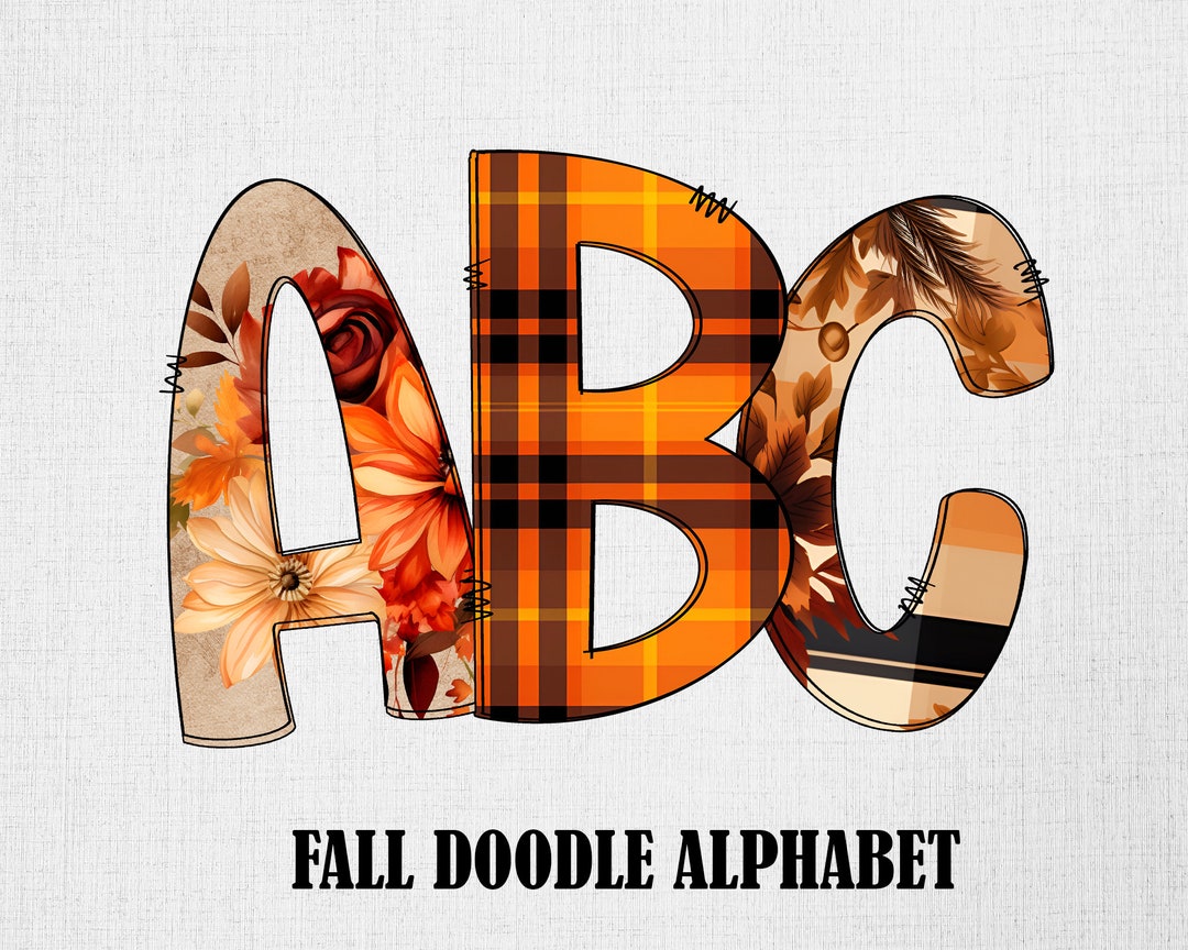 Fall Plaid Letters Alphabet PNG Set Fall Autumn Flowers Plaid Fall ...