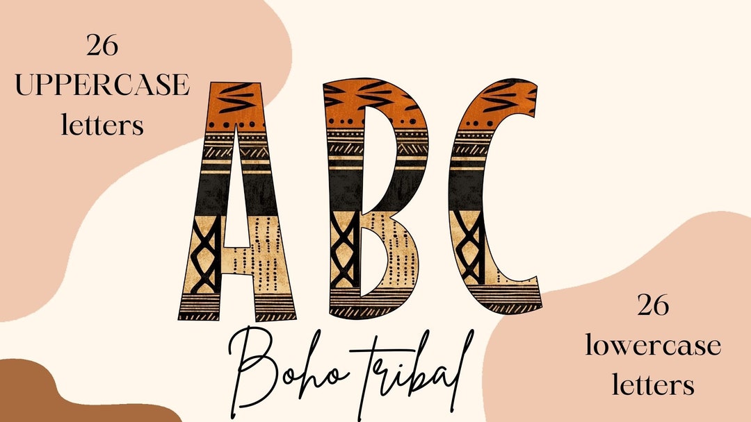 Tribal African Alphabet Set Uppercase Lowercase Grunge Leters Alphabet ...