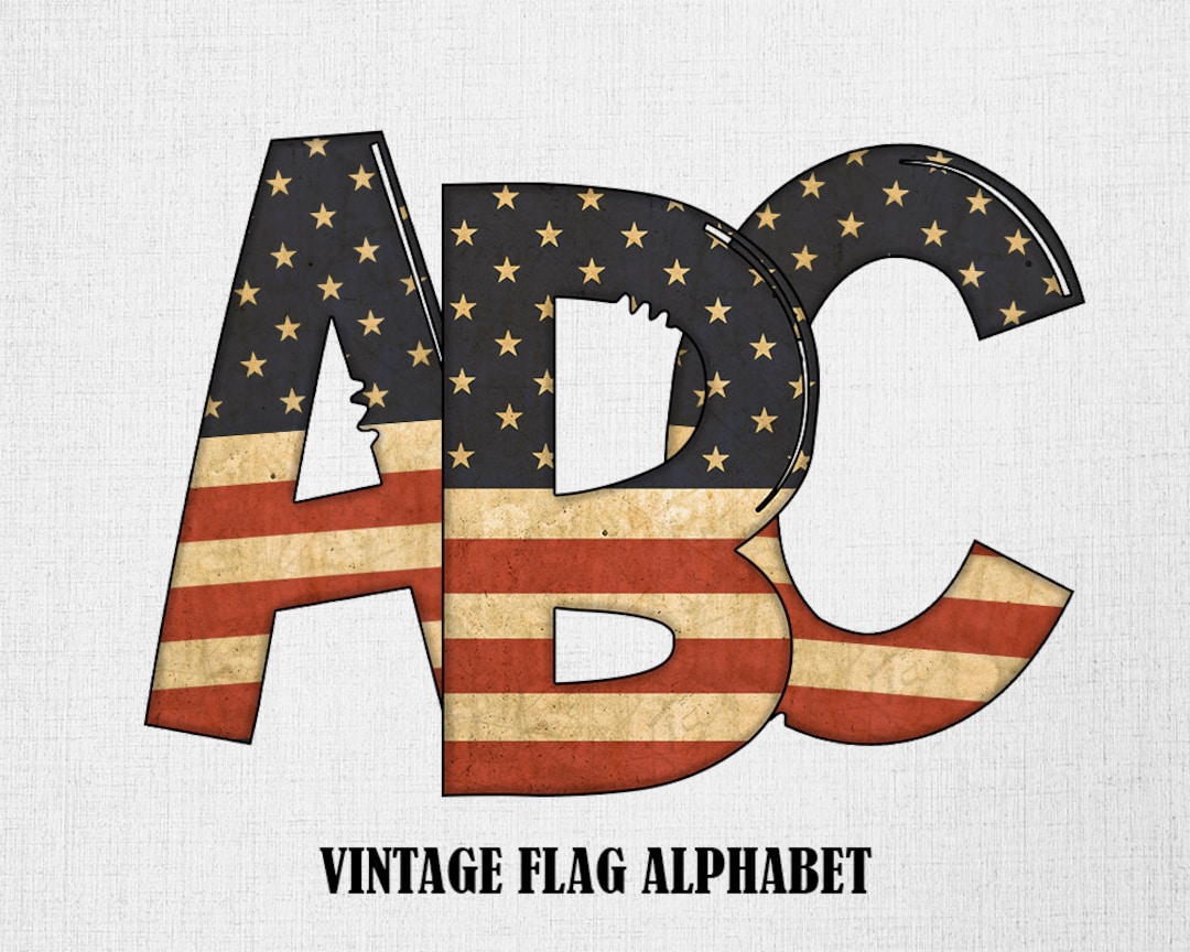 Grunge American Flag Alphabet, Patriotic Letters PNG (digital Download ...