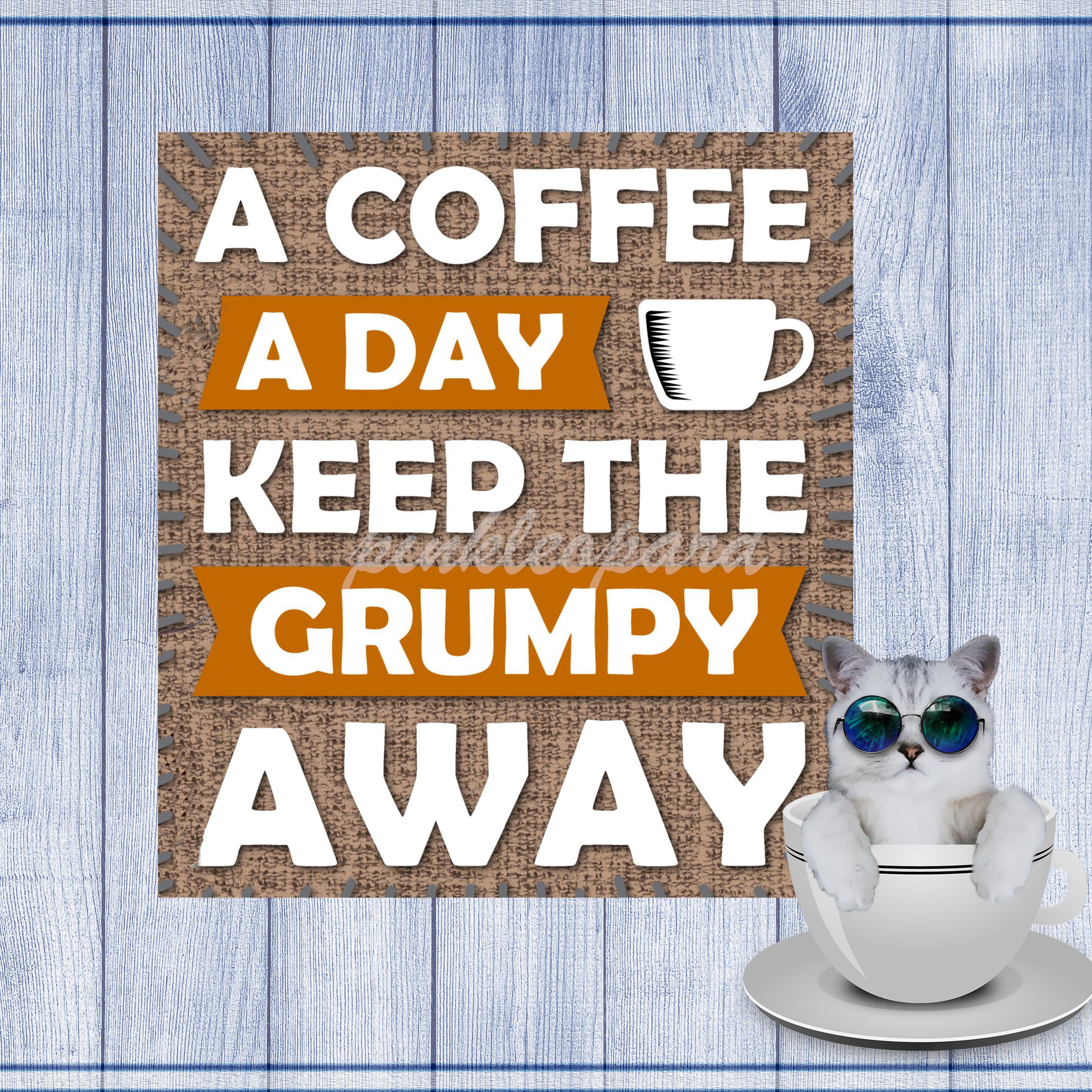 A coffee a day keep the grumpy away kitchen funny quotes | Etsy