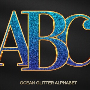 Blue Glitter Letters Alphabet Set Glam Bling Teal Blue Aqua Glitter ...