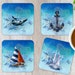 Nautical 4 DESIGNS for Coasters Ocean Sea Ship Underwater Marine Life ...