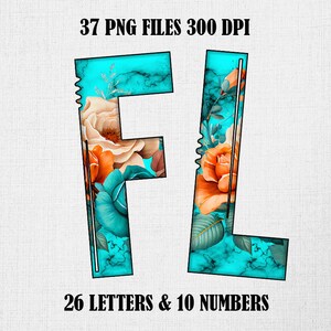 Turquoise Roses Letters Alphabet Set Download ,teal Turquoise Letters ...