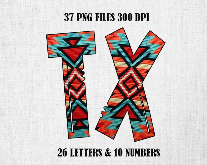 Tribal Aztec Alphabet PNG Set, Western Letters (digital Download) - Etsy