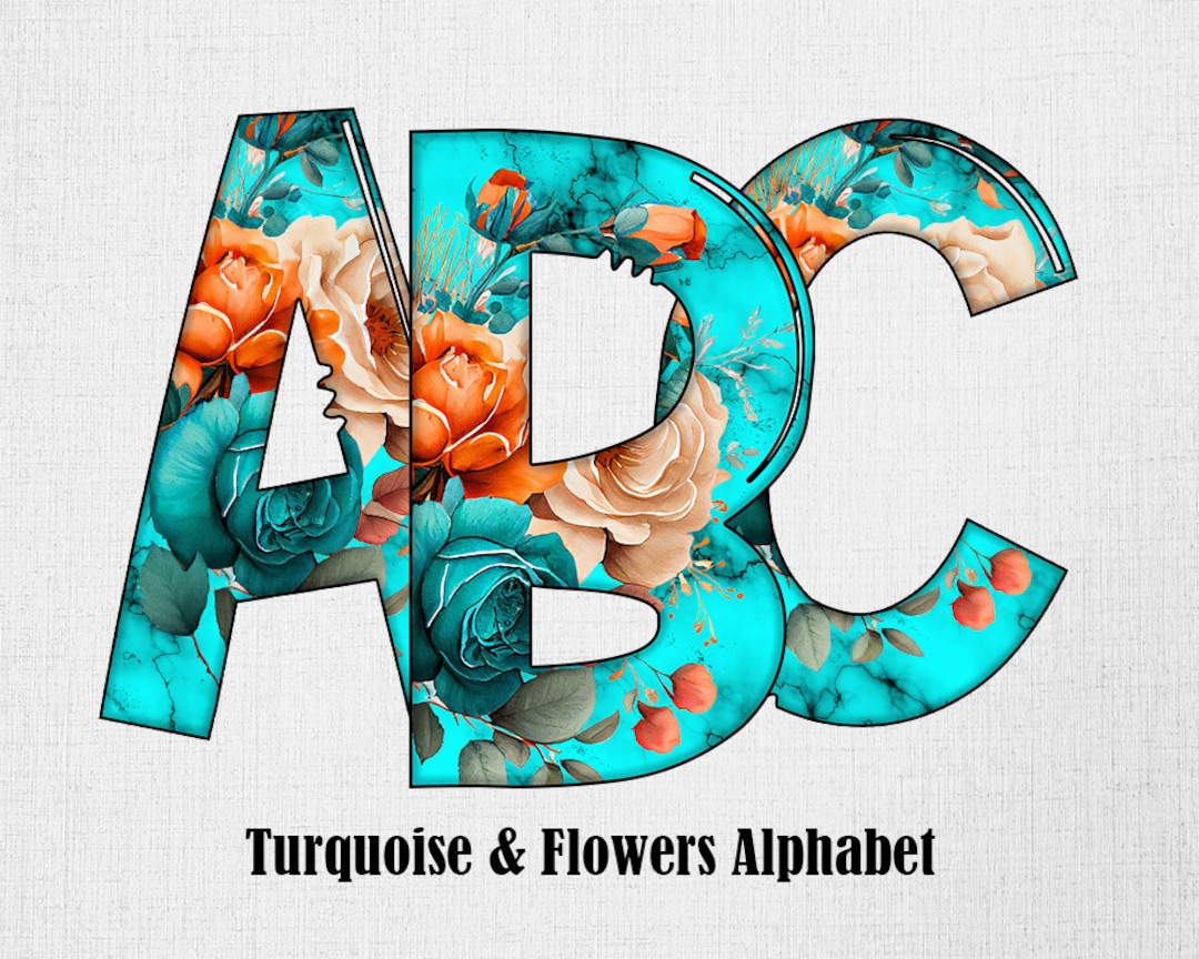 Turquoise Roses Letters Alphabet Set Download ,teal Turquoise Letters ...