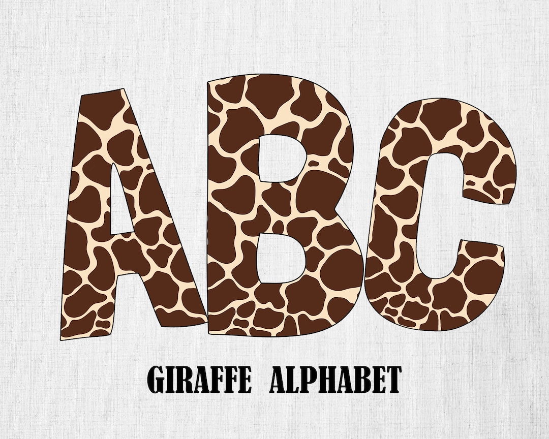 Giraffe Letters Alphabet PNG Set Animal Print Giraffe Safari Print ...