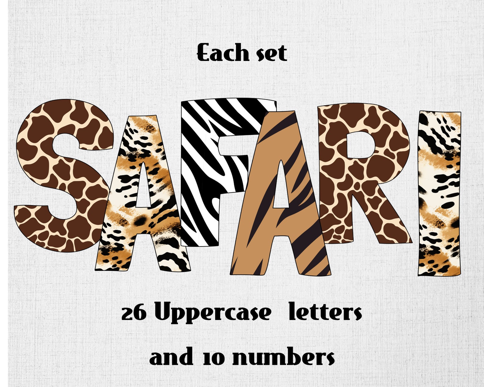 Safari Animal Print Alphabet PNG Set (commercial Use) - Etsy