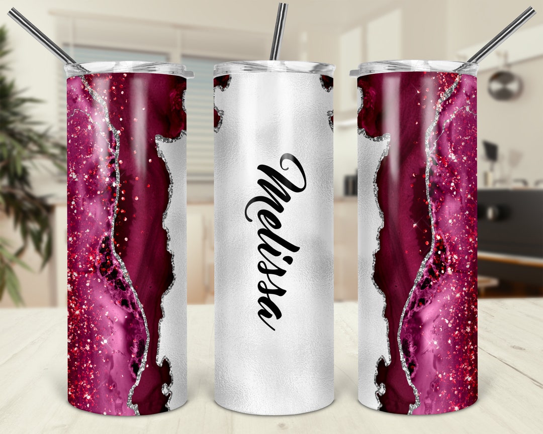 Maroon Agate 20oz Skinny Tumbler TEMPLATE Silver Background Maroon ...