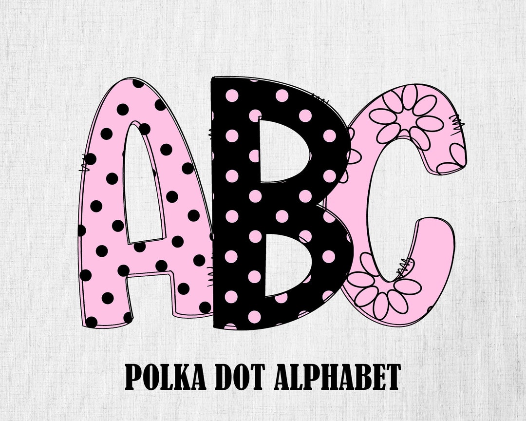 Pink Polka Dot Letters Alphabet PNG Set Pink Blac Polka Dot Pink Floral ...