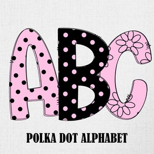 Pink Polka Dot Letters Alphabet PNG Set Pink Blac Polka Dot Pink Floral ...