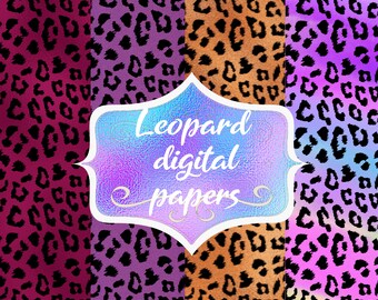 Leopard Print Digital Paper: Burgundy, Violet, Gold, Galaxy (digital ...