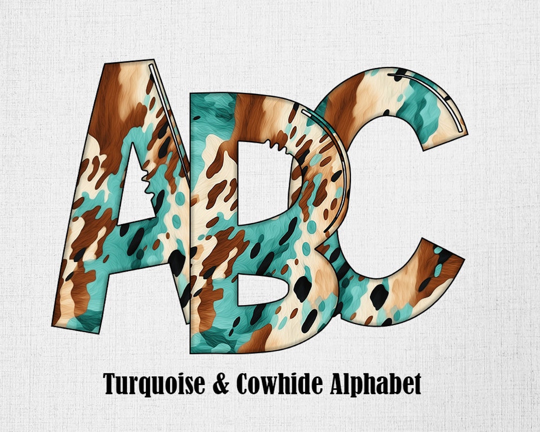 Western Cowhide Letters Alphabet Set Download ,teal Turquoise Letters ...