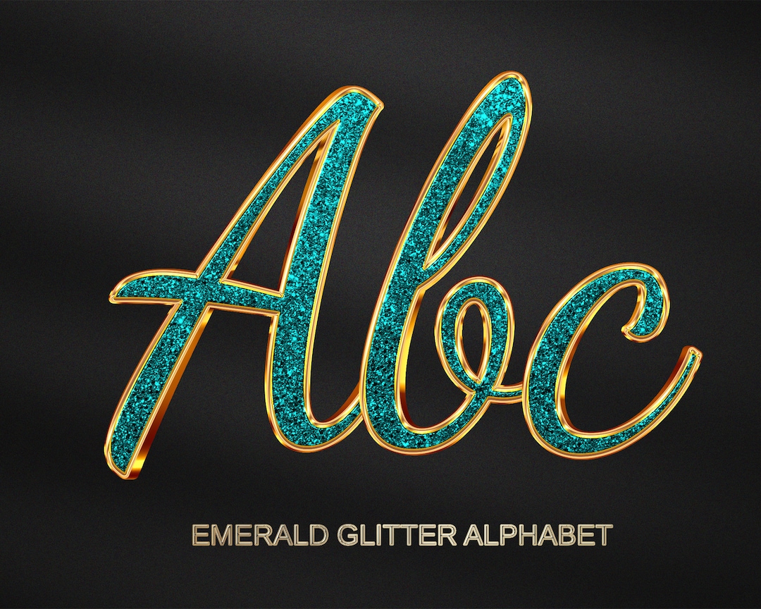 Emerald Glitter 3d Letters Alphabet Set Glam Bling Teal Green Glitter ...