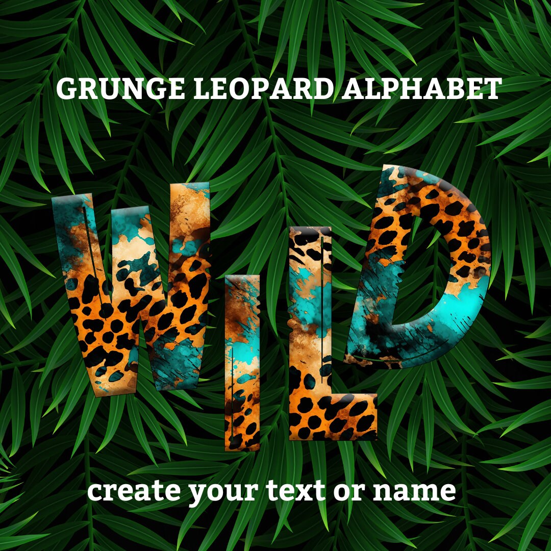 Western Leopard Grunge Letters Alphabet Set Digital Download Alphabet ...