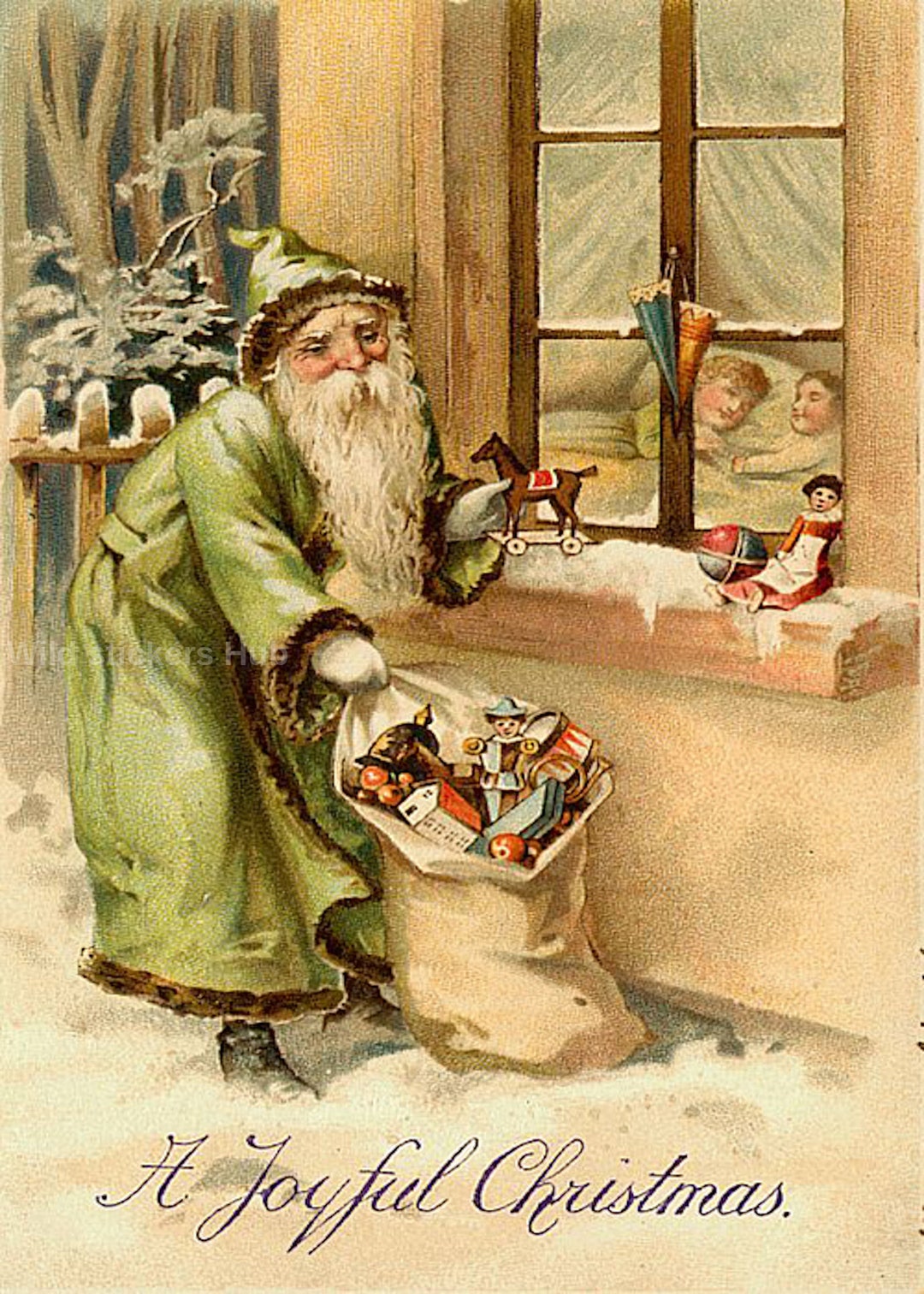 Printable Victorian Santa Postcard Santa Claus Vintage Postcards Merry ...