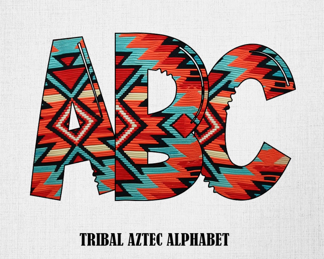 Tribal Aztec Pattern Letters Alphabet Set Digital Download Alphabet ...