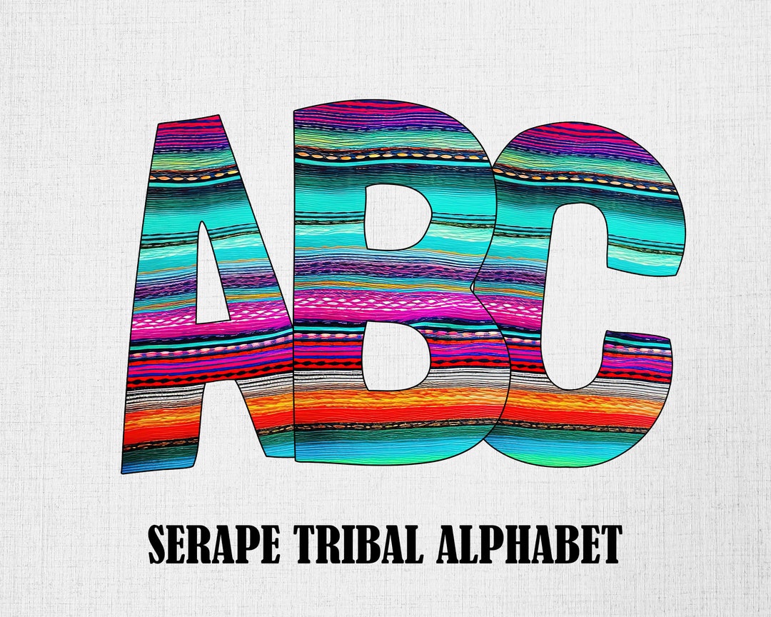 Tribal Letters Alphabet PNG Set Serape Aztec Ethnic Letters Sublimation ...