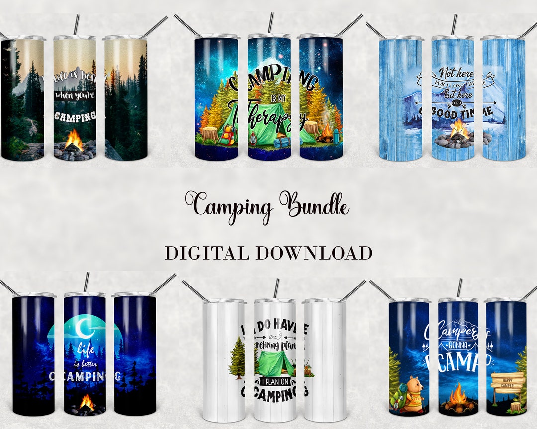Camping Bundle Sublimation 20oz Skinny Tumbler TEMPLATES Mountains ...