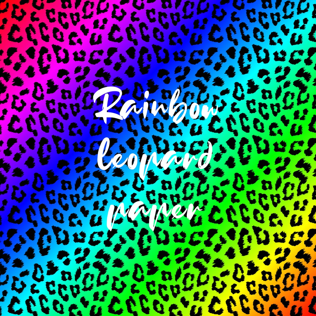 Rainbow Leopard Print Digital Paper: Teal, Pink, Purple (PNG, 12x12 ...