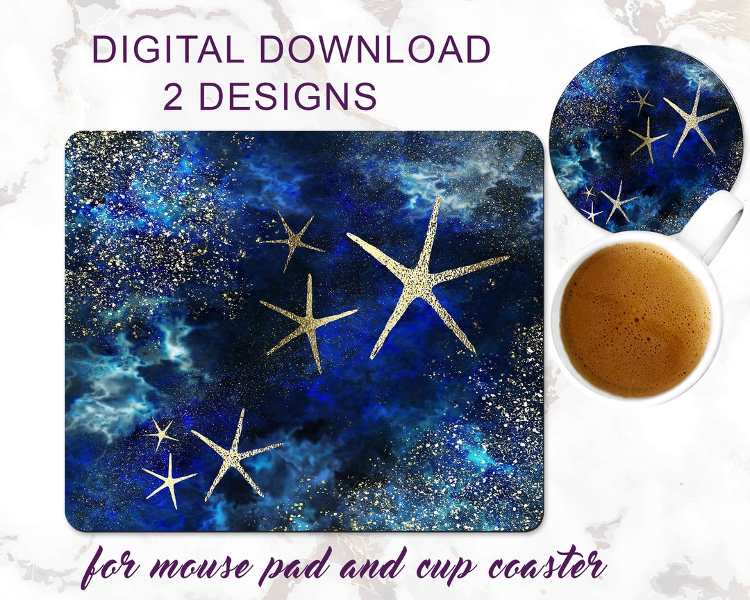 Ocean Beach Mouse Pad TEMPLATE Navy Gold Matching Mouse Pad Drink ...