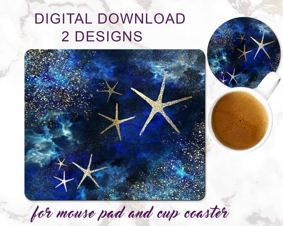 Ocean Beach Mouse Pad TEMPLATE Navy Gold Matching Mouse Pad | Etsy