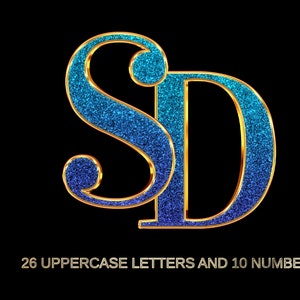 Blue Glitter Letters Alphabet Set Glam Bling Teal Blue Aqua Glitter ...