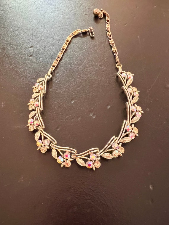 1950s Signed Lisner Necklace with Prismatic Auroras C… - Gem