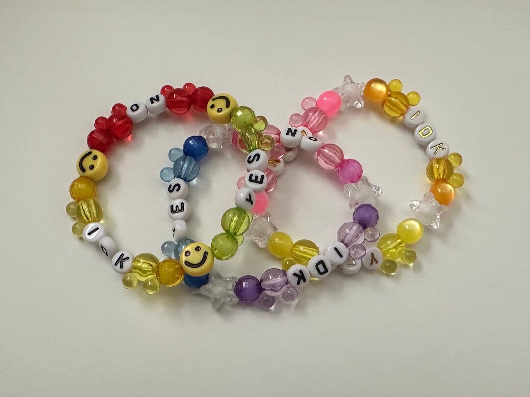 Communication Bead Bracelet, Nonverbal Aid, Yes/no/idk With Mouse Beads ...