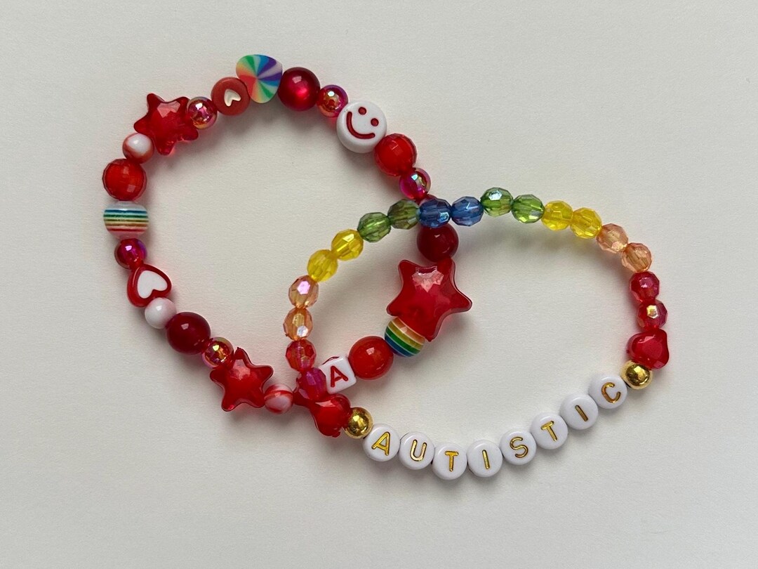 Red Version, Medical Alert/autistic Pride Bracelet and Stim/fidget ...