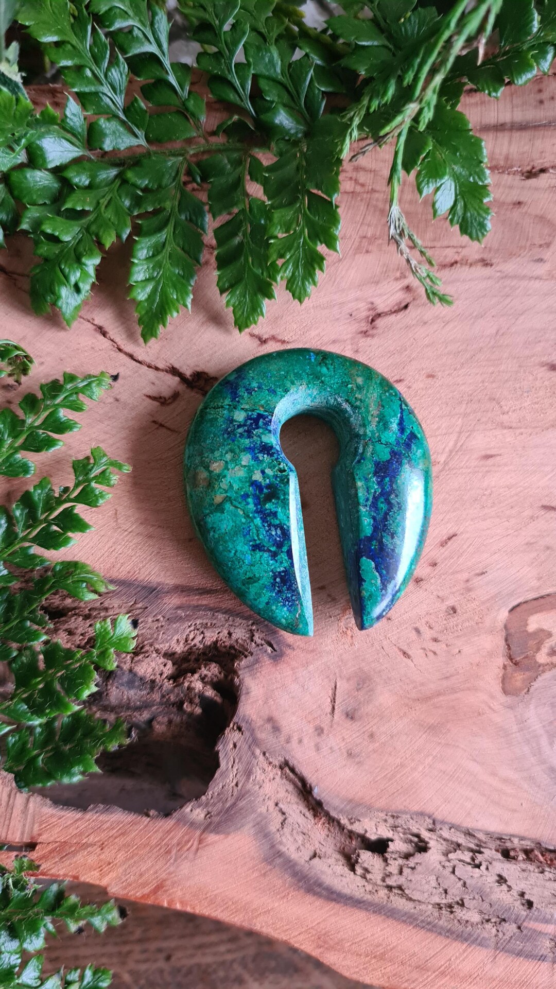 Azurite Stone Carved Keyhole Ear Weights Hangers Stretchers Inca Aztec ...