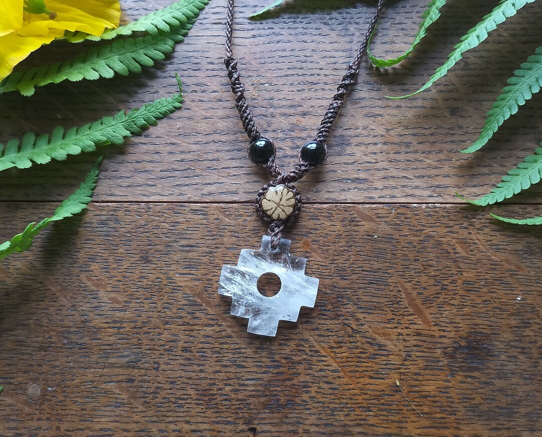 Quartz Crystal Stone Chakana Incan Cross Ayahuasca Slice Necklace - Etsy Quartz Crystal Stone Chakana Incan Cross Ayahuasca Slice Necklace - Etsy