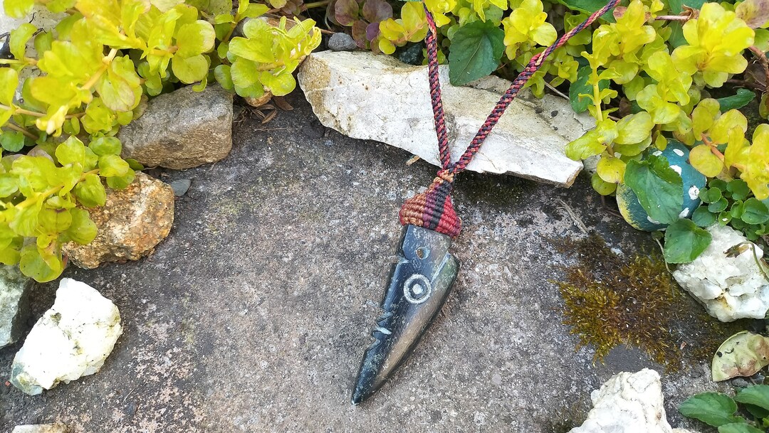 Dark Green Serpentine Stone Tribal Face Carving Masculine Energy ...