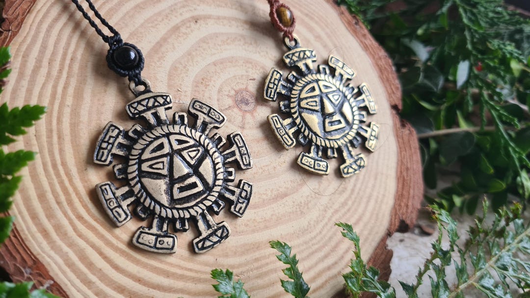 Celestial Inti Golden Sun Brass Necklace Peruvian Inca Cosmology ...