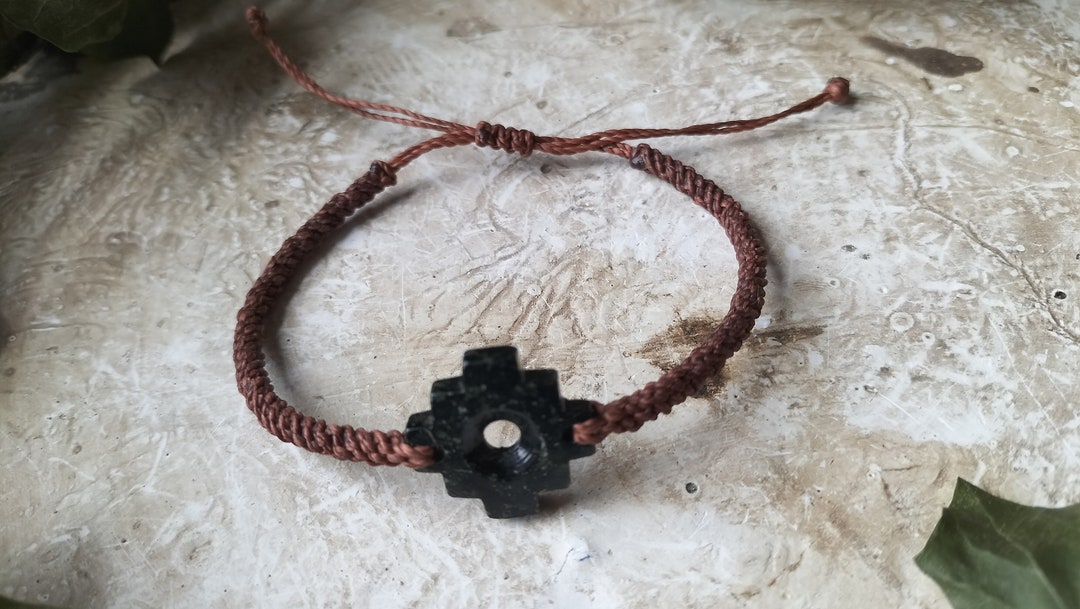 Serpentine Stone Carved Chakana Incan Cross Brown Cord Bracelet Machu ... Serpentine Stone Carved Chakana Incan Cross Brown Cord Bracelet Machu ...