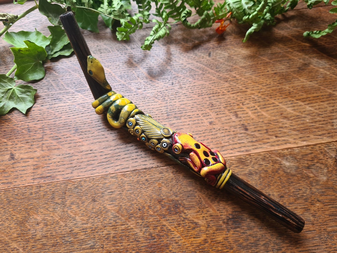 Chonta Wood Kambo Frog and Serpent Duo Decorated Tepi - Etsy
