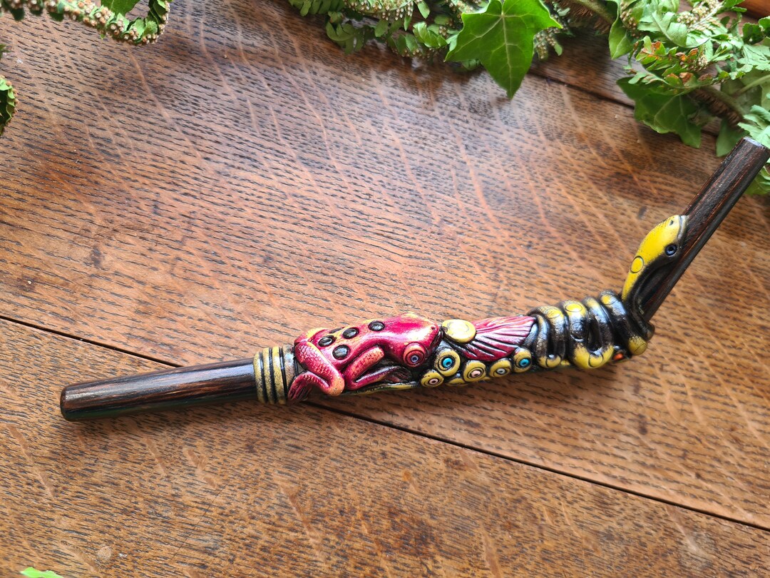 Chonta Wood Kambo Frog and Serpent Duo Decorated Tepi - Etsy