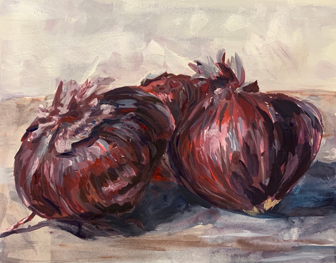 Red Onion Painting, 8x10in Painting, FRAMED Wall Art, Ready to Ship ...