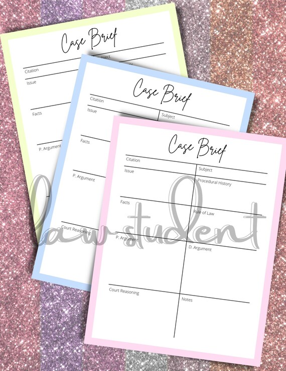 Case Brief Printable Template | Etsy