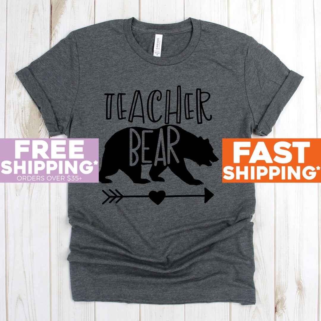 Cute Teacher Tee Shirt Teacher Bear Shirt Funny Teacher T-shirt Teacher ...