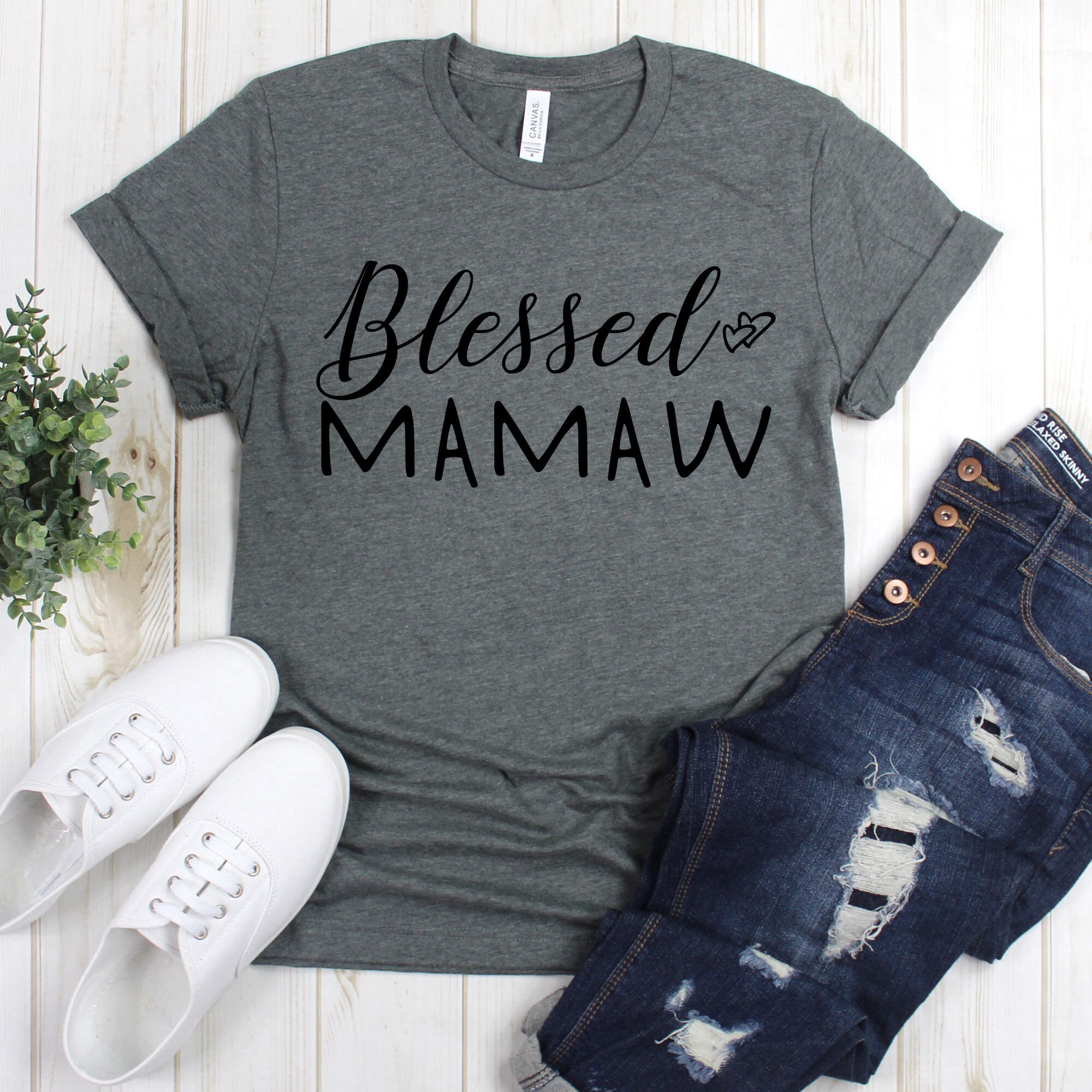 Mamaw Tee Shirt Blessed Mamaw Shirt Pregnancy Announcement Etsy