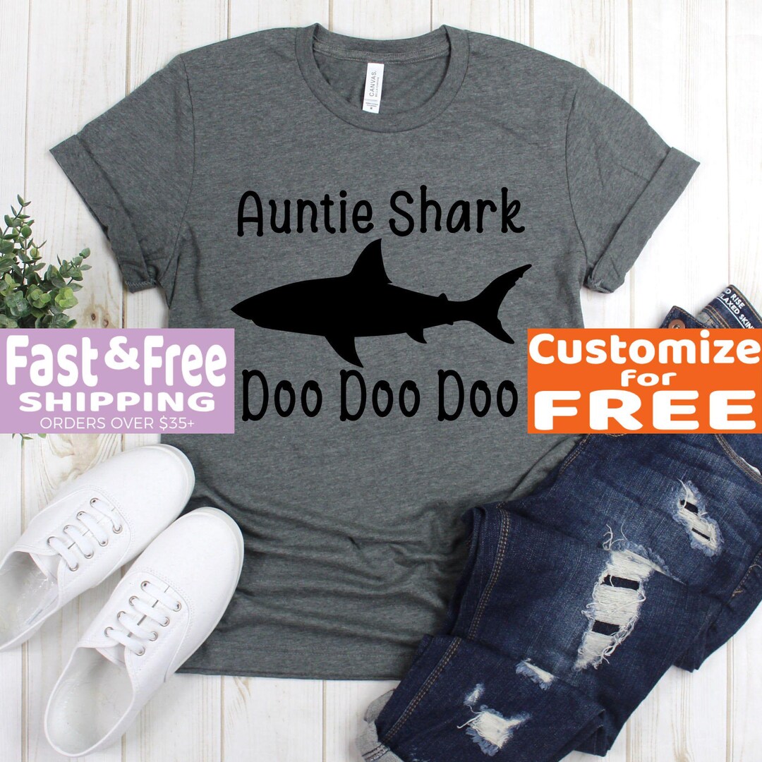 Auntie Shark Tee Shirt - Auntie Shark Doo Doo Doo Shirts - Aunt T Shirt ...