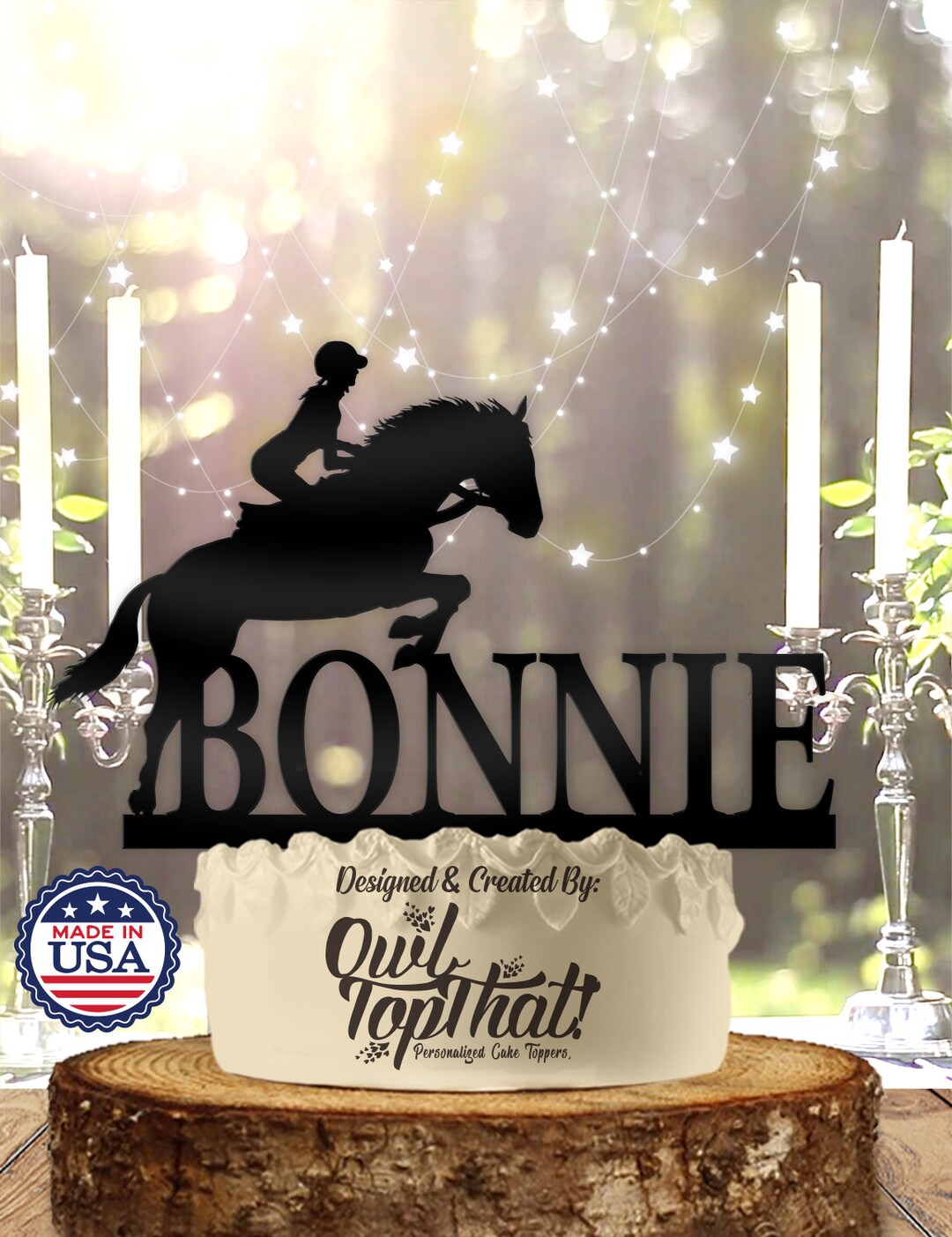 Girl Horse Jump With Name Personalized Birthday Cake Topper - Etsy