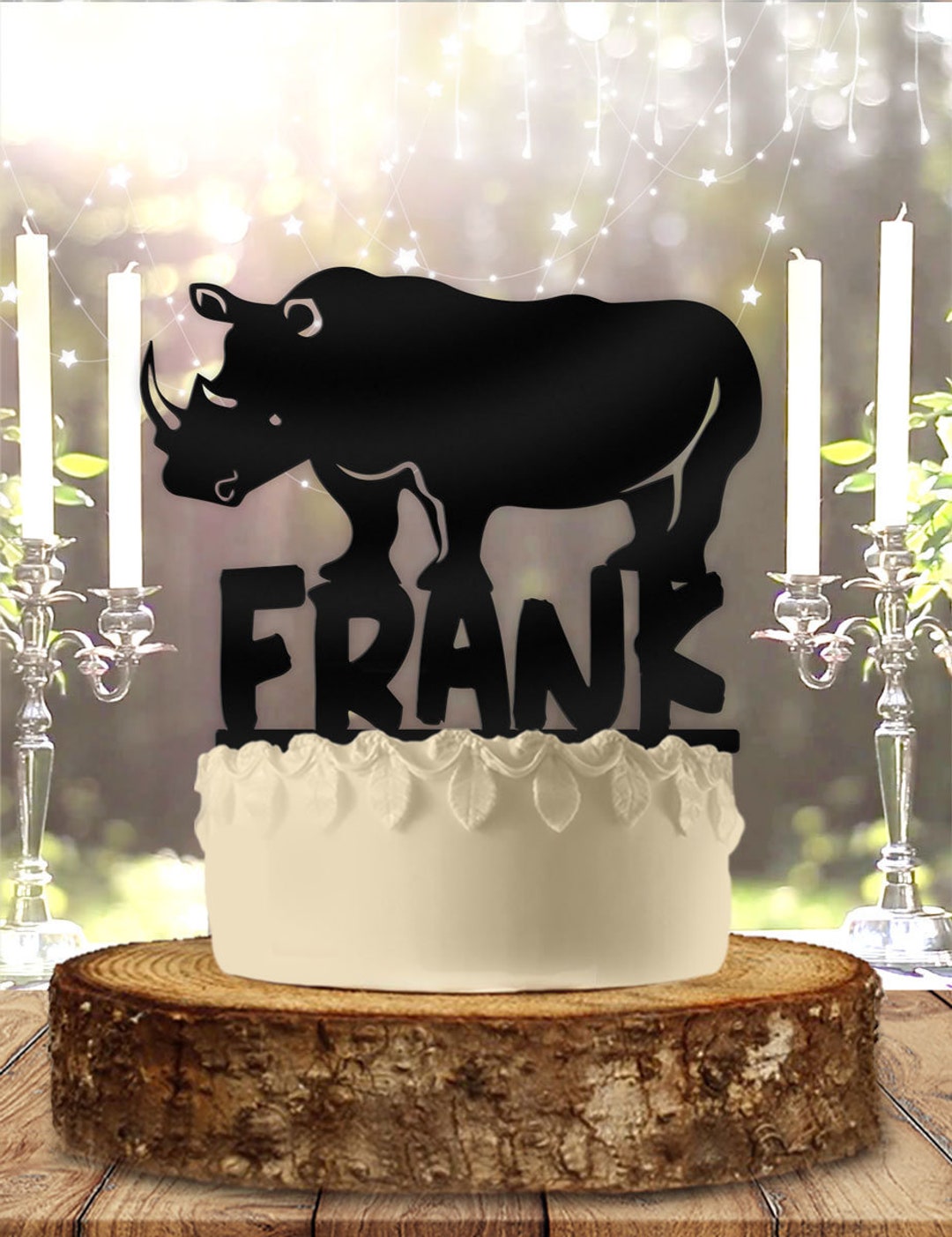 Rhino With Name Personalized Cute Birthday Cake Topper - Etsy